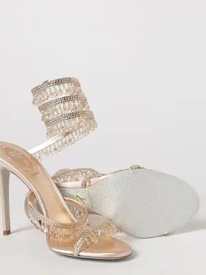 Rene Caovilla Embellished Stiletto Heeled Sandals - Champagne