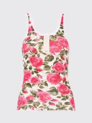 Chloé Floral Slim Fit Cotton Top - White