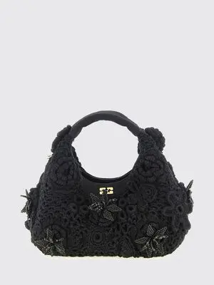 GANNI Crocheted Embellished Handbag - Black