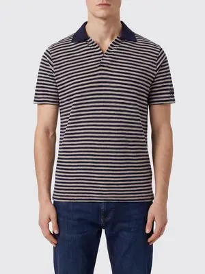 MC2 SAINT BARTH Striped Linen And Cotton Blend V-neck Polo Shirt