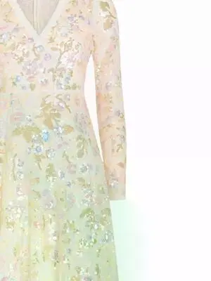 NEEDLE & THREAD Sequin-embellished Floral-print Maxi Dress - Neutrals