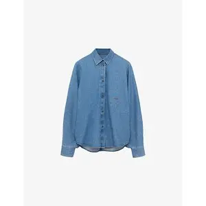 Loewe Logo-embroidered Cotton Shirt - Light Blue
