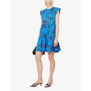 ME+EM Me + Em Printed Tiered Cotton Mini Dress