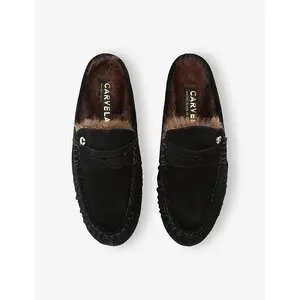 Carvela Faux-fur Trimmed Suede Mules