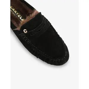 Carvela Faux-fur Trimmed Suede Mules