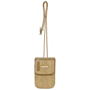 Supreme Fat Tip Jacquard Denim Neck Pouch 'olive - Tan