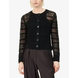 ME+EM Open-stitch Cotton-blend Knit Cardigan
