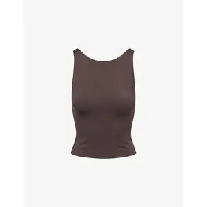 ADANOLA Ultimate Scoop-back Stretch-woven Tank Top - Coffee Bean