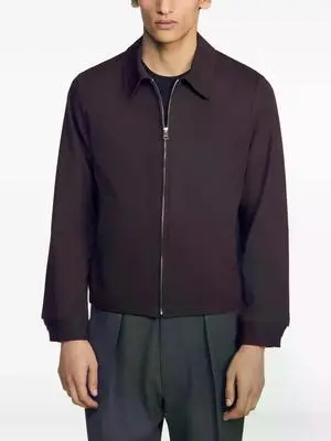 Sandro Zip-up Wing-collar Jacket - Brown