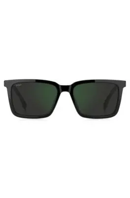 BOSS Rectangular Full Rim Sunglasses With Engraved Logo Plaque