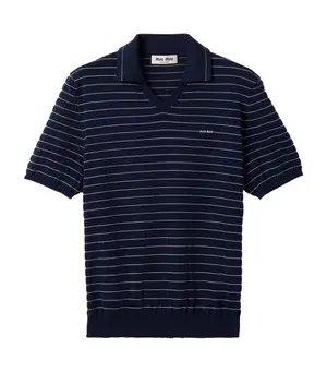 Miu Miu Striped Cotton Polo Sweater