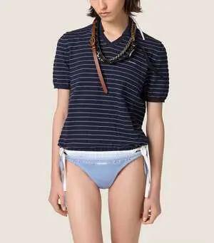 Miu Miu Striped Cotton Polo Sweater