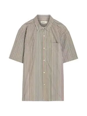 FORET Striped Short-sleeve Shirt - Brown