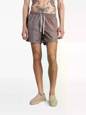 Tagliatore Drawstring Swim Shorts With Logo Patch - Brown