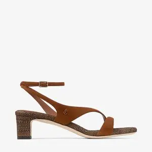 JIMMY CHOO Faye 45 Suede And Raffia Sandals - Neutral