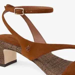 JIMMY CHOO Faye 45 Suede And Raffia Sandals