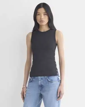 Everlane Luxe Rib Side Snap Tank Top - Black