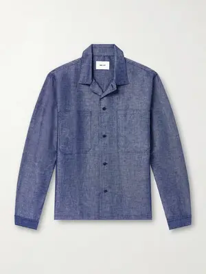 Nn07 Rob Cotton And Linen-blend Chambray Shirt - Blue
