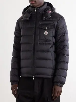 Moncler Quilted Hooded Down Jacket With Logo Appliqu