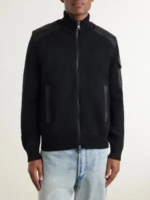 Moncler Panelled Virgin Wool Zip-up Cardigan