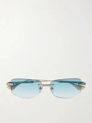 Dita Trysim.75 Square-frame Gold And -tone Titanium Sunglasses - Silver