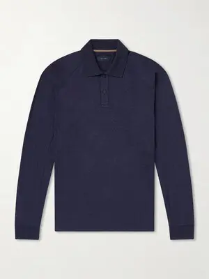 Sease Cotton And Cashmere-blend Jersey Polo Shirt - Blue