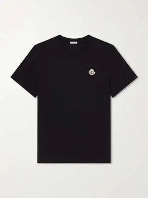 Moncler Pack Of Three Logo-appliquéd Cotton-jersey T-shirt - Black