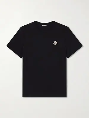 Moncler Pack Of Three Logo-appliquéd Cotton-jersey T-shirt - Black