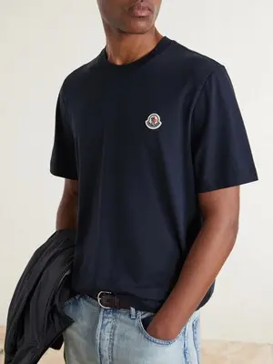 Moncler Pack Of Three Logo-appliquéd Cotton-jersey T-shirt - Multi