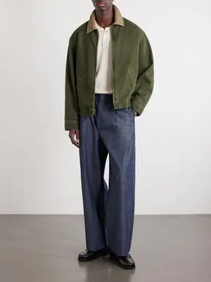 Nn07 Kay 10056 Straight-leg Pleated Organic Cotton-chambray Trousers