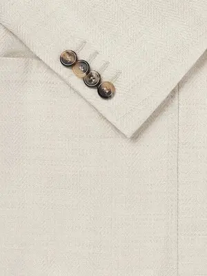 Canali Kai Herringbone Wool, Linen And Silk-blend Blazer - Neutrals