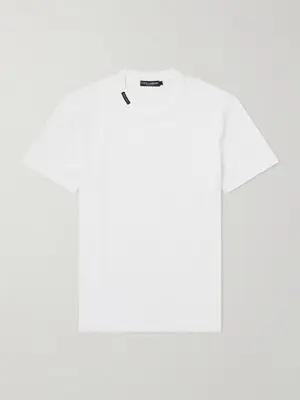 Dolce & Gabbana Logo-appliquéd Cotton-jersey T-shirt - White