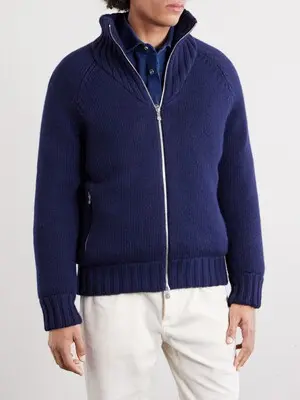 Brunello Cucinelli Cashmere Zip-up Down Cardigan - Blue