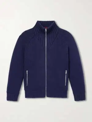 Brunello Cucinelli Cashmere Zip-up Down Cardigan - Navy