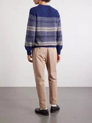 Brunello Cucinelli Fair Isle Brushed-knit Alpaca-blend Crewneck Sweater