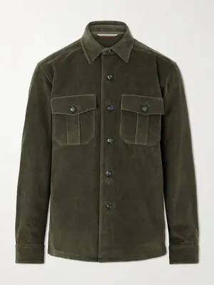 Canali Cotton-corduroy Overshirt - Green