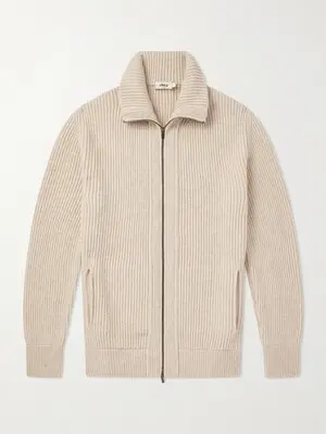 Altea Altea - Ribbed Virgin Wool Cardigan - Men - Neutrals - S Neutrals