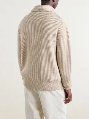 Altea Ribbed Virgin Wool Zip-up Cardigan