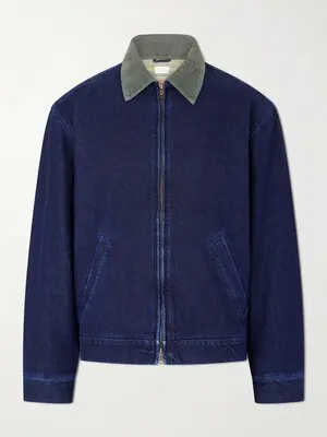 Aimé Leon Dore Corduroy-trimmed Denim Jacket - Blue