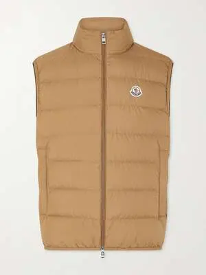 Moncler Quilted Shell Down Gilet With Logo Appliqu - Brown