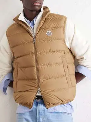 Moncler Quilted Shell Down Gilet With Logo Appliqu