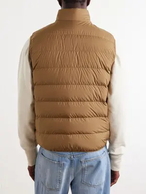 Moncler Quilted Shell Down Gilet With Logo Appliqu