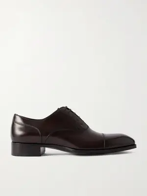 TOM FORD Elkan Burnished-leather Oxford Shoes - Brown