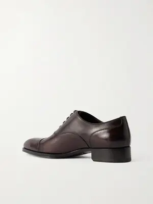 TOM FORD Elkan Burnished-leather Oxford Shoes - Brown