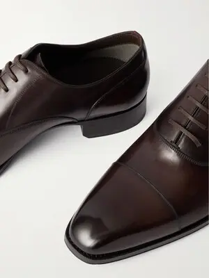 TOM FORD Elkan Burnished-leather Oxford Shoes - Brown