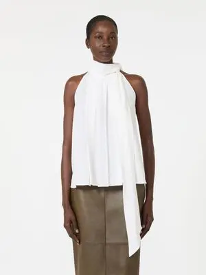 Max Mara Sleeveless Crepe De Chine Top With Plissé Detail