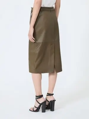 Max Mara Natural Nappa Leather Pencil Skirt