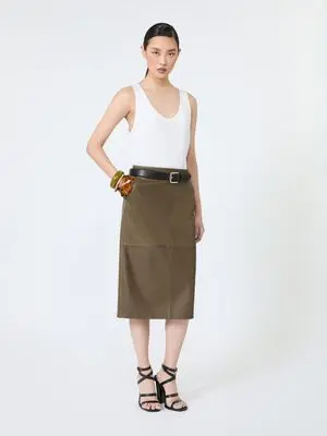 Max Mara Natural Nappa Leather Pencil Skirt
