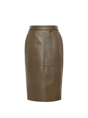 Max Mara Max Mara Natural Nappa Leather Pencil Skirt Kaki
