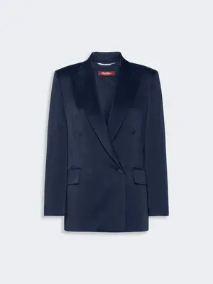 Max Mara Double-breasted Envers Satin Blazer - Midnightblue